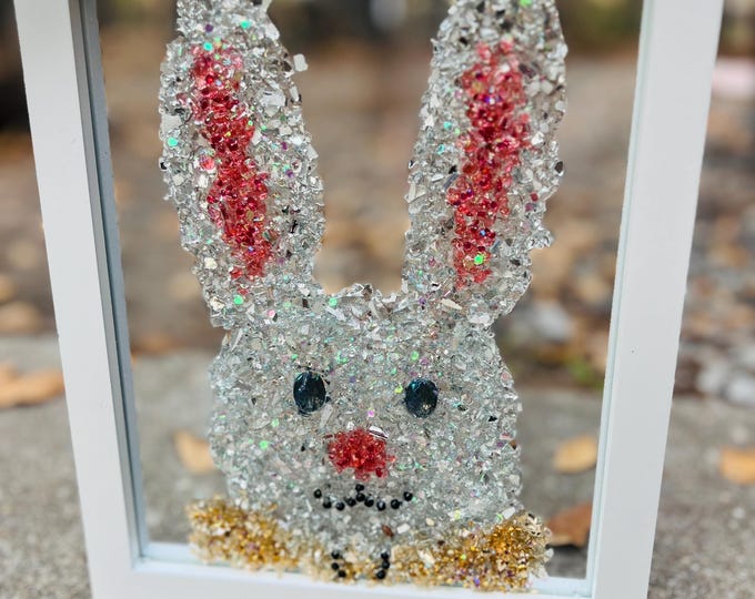 Crushed Glass Easter Bunny, Crushed Glass, Easter, Easter Art, Resin ...