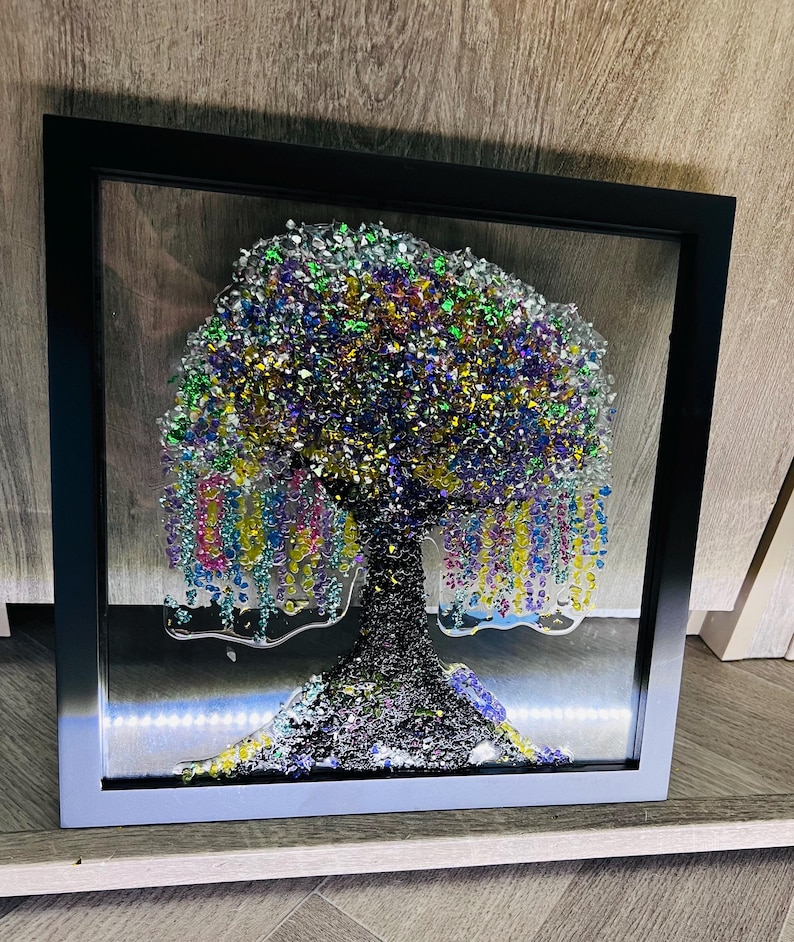 Mardi Gras Tree, Crushed Glass, Louisiana, Louisiana Art, Resin, Resin ...