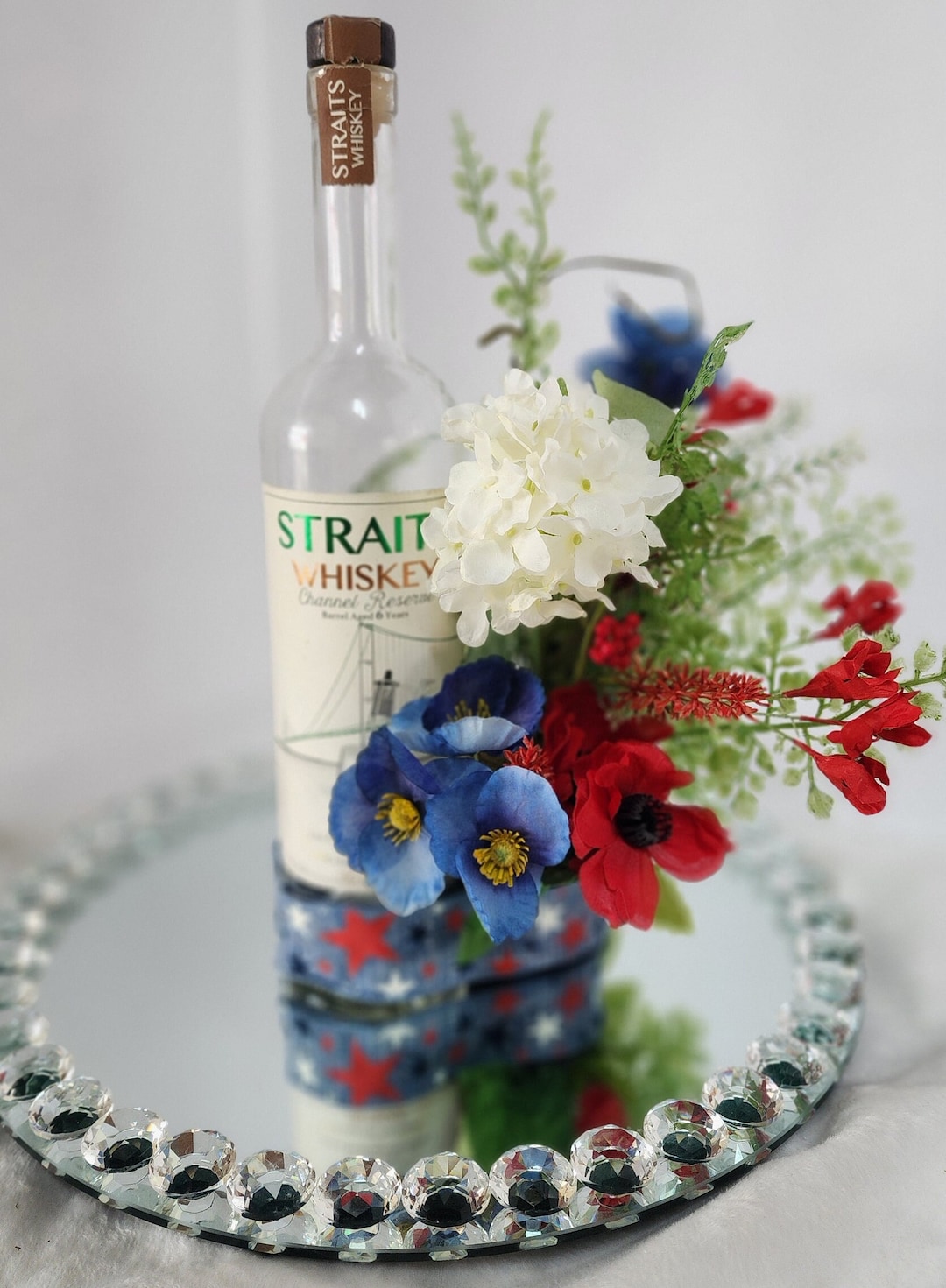 Patriotic Bottle Bouquet, Gift for Wine Lovers, Red, White, and Blue ...