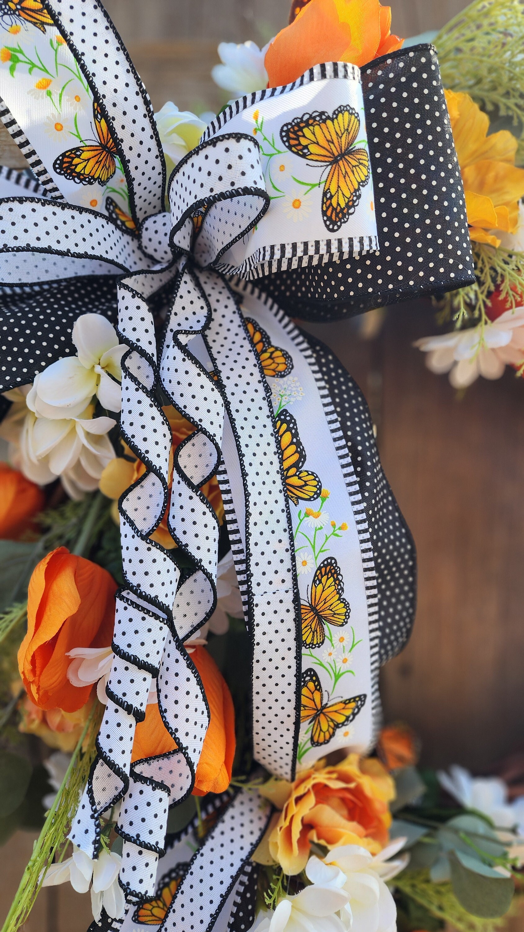 Monarch Butterfly Grapevine Wreath, Floral Wreath, Spring Wreath ...