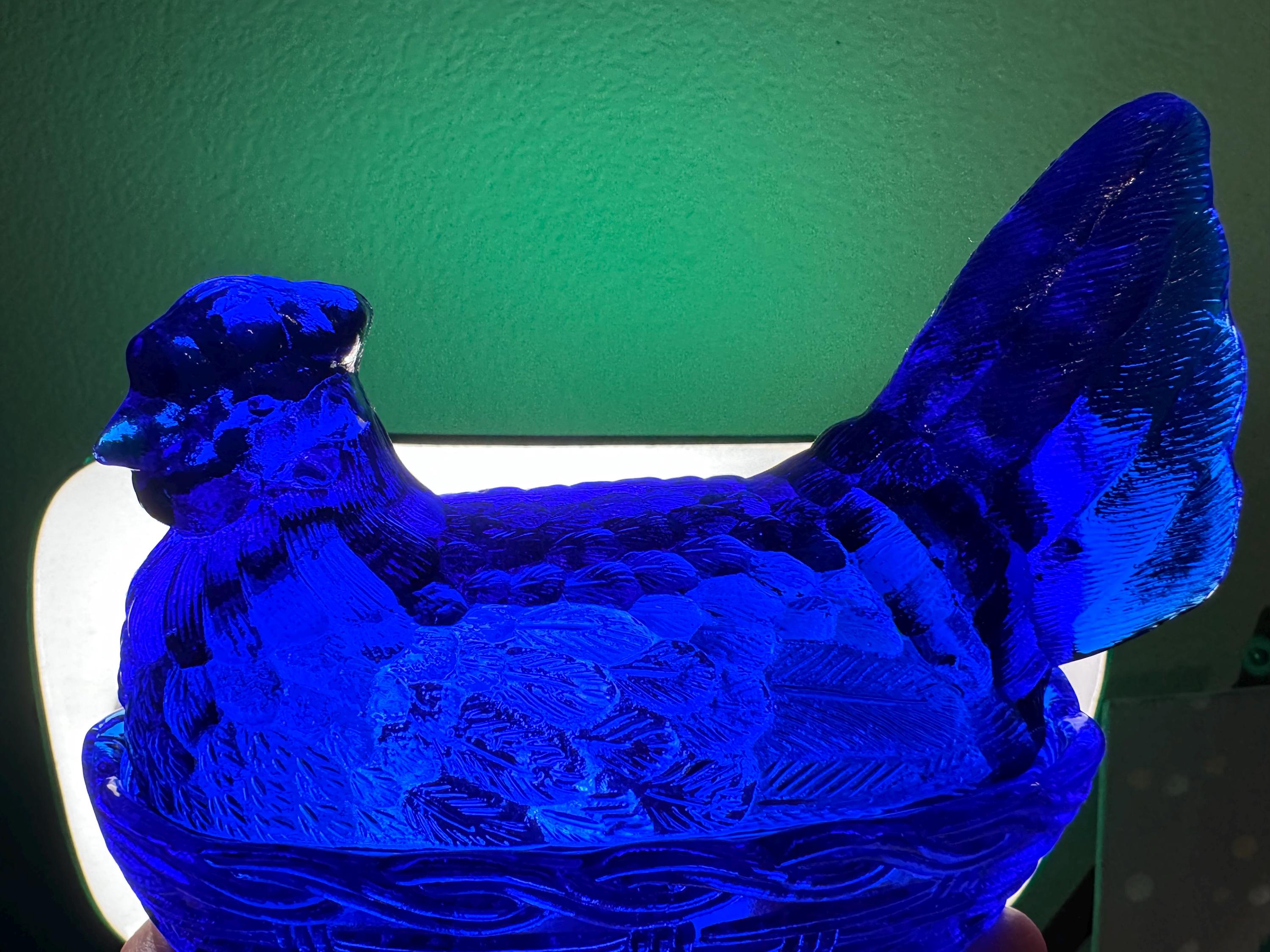Vintage Cobalt Blue Glass Hen on Nest - Etsy