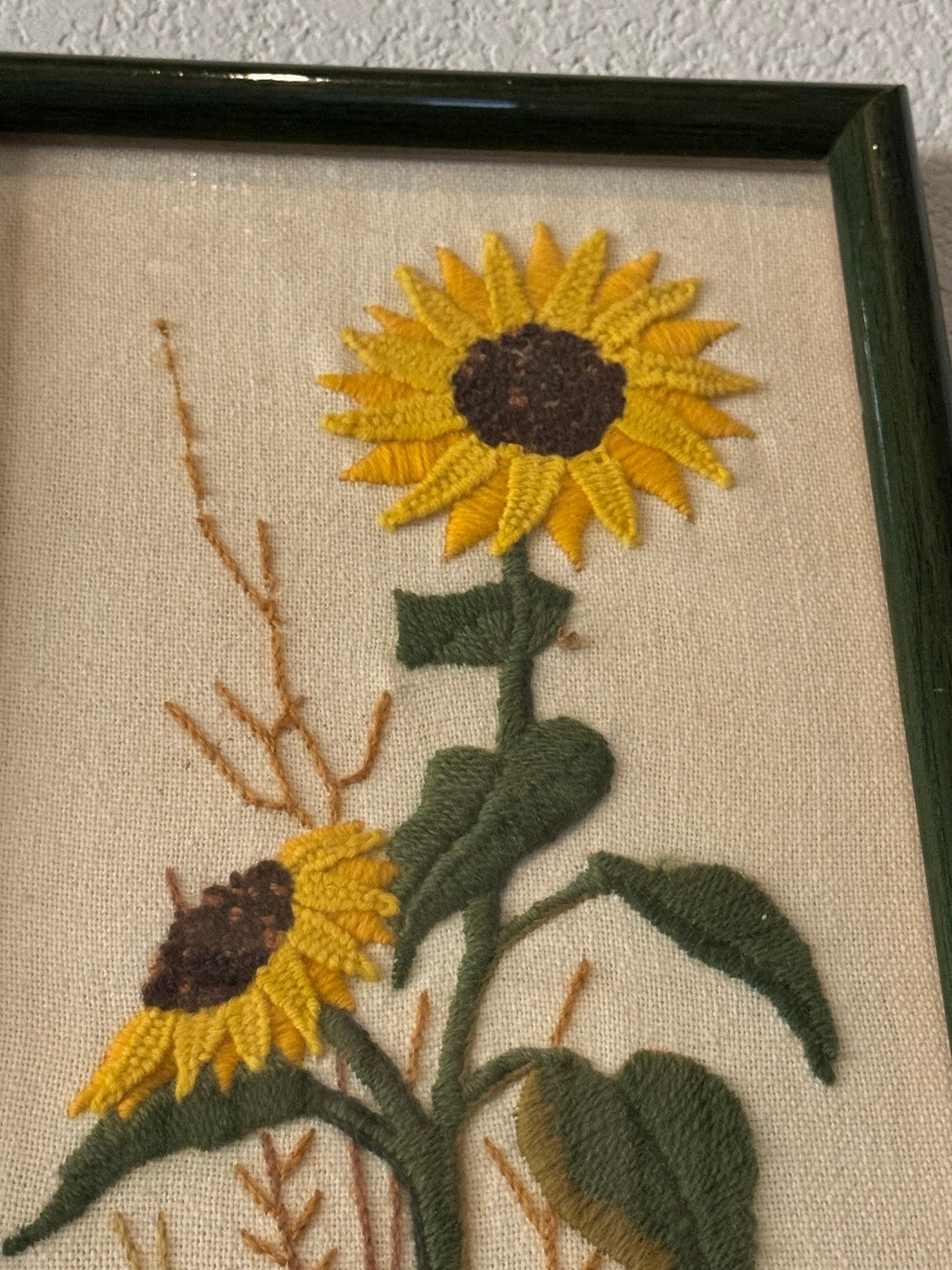 Vintage Crewel Needlepoint Sunflower Framed Art - Etsy
