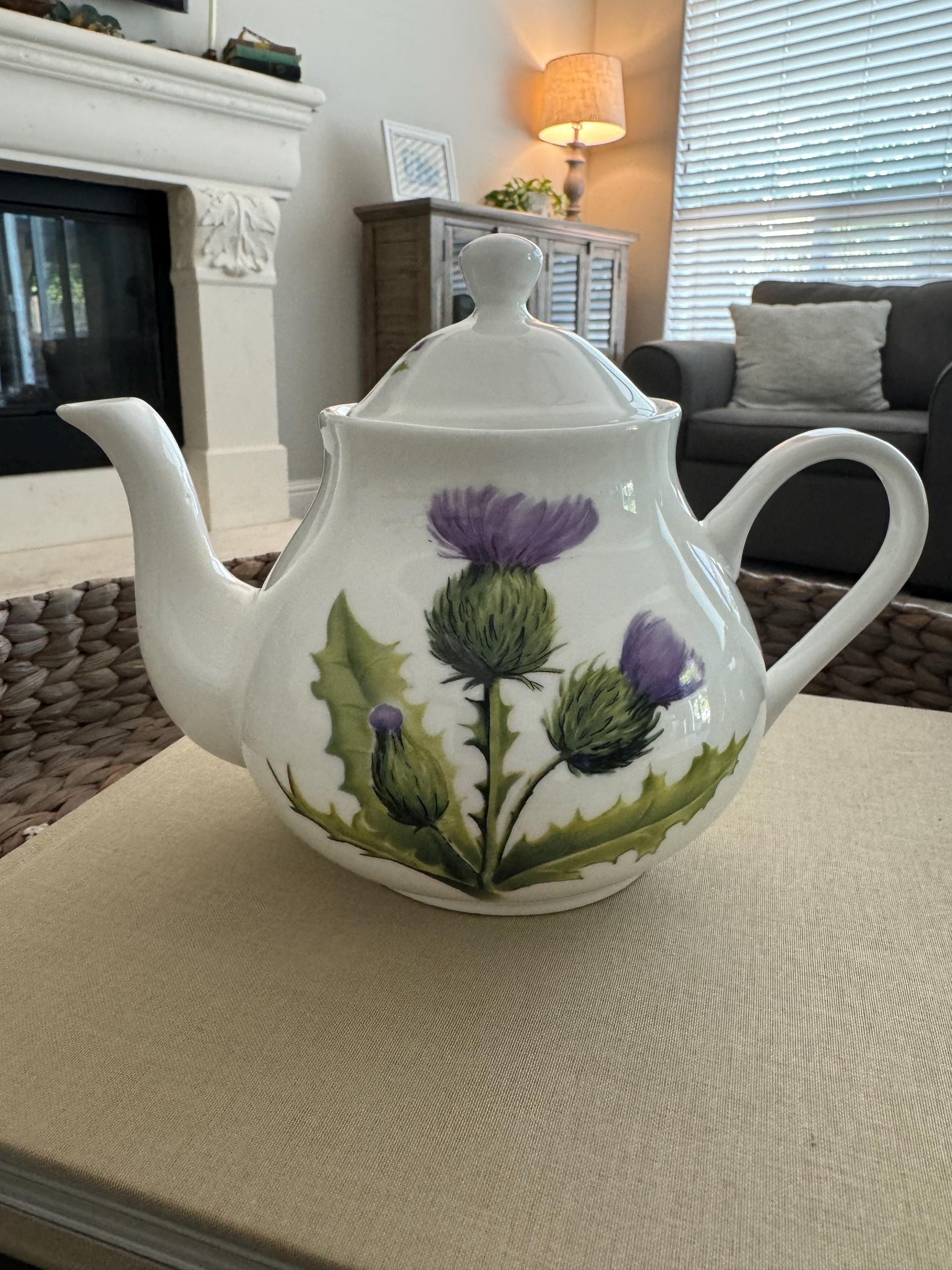 Vintage China Teapot Purple Thistle Pattern - Etsy