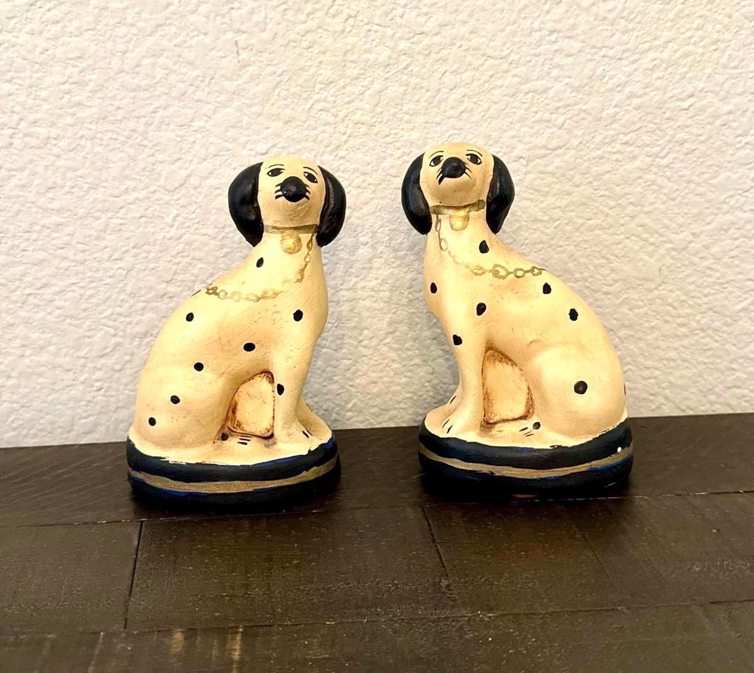 Vintage D. Wesson Staffordshire Style Sitting Dog Figurines -USA Made ...