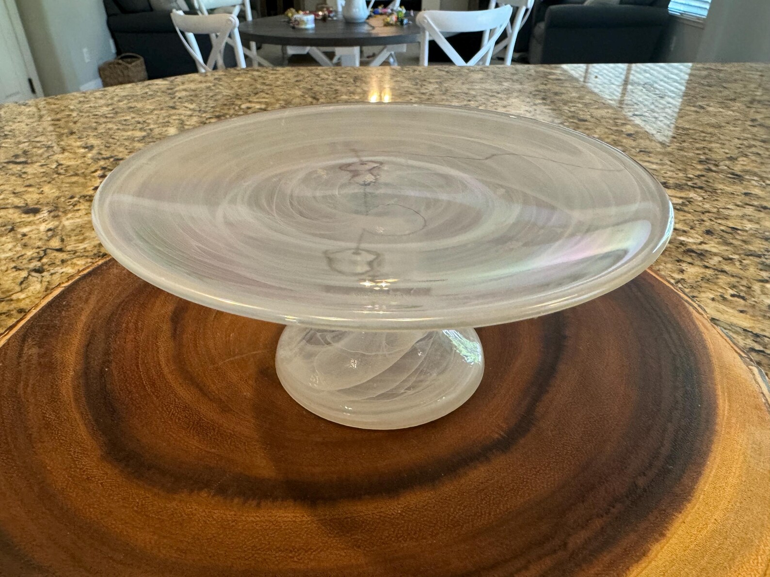 Vintage White Irridescent Small Cake Stand - Etsy