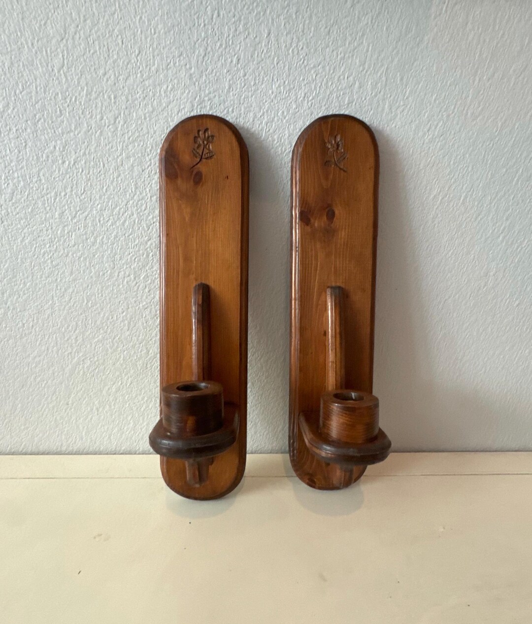 Vintage Carved Floral Wood Sconce Set of 2 - Etsy