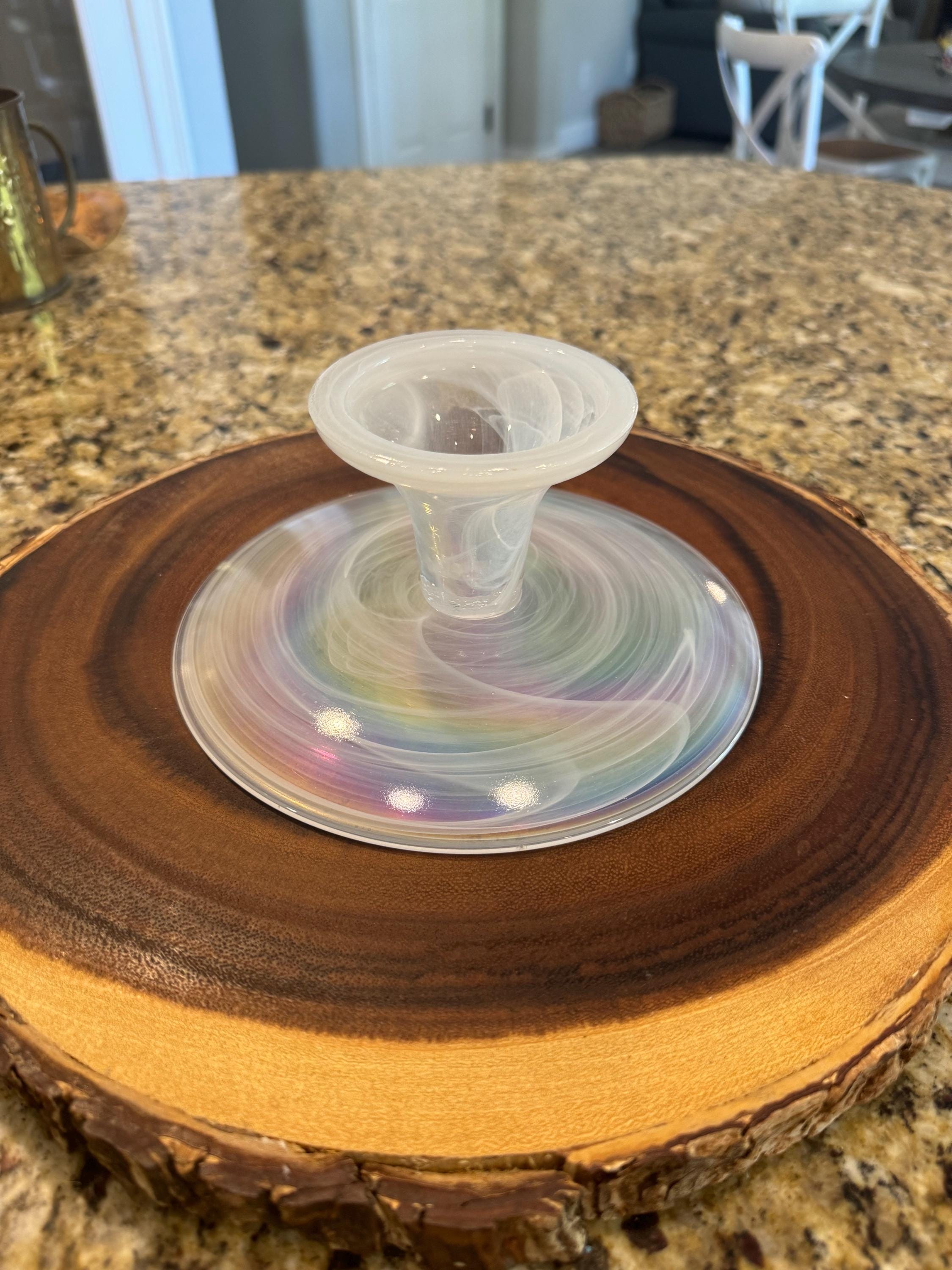 Vintage White Irridescent Small Cake Stand - Etsy