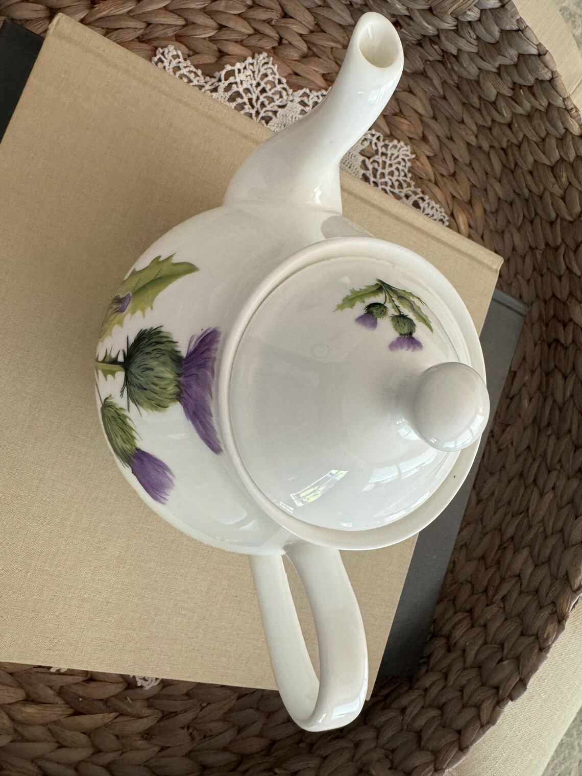 Vintage China Teapot Purple Thistle Pattern - Etsy