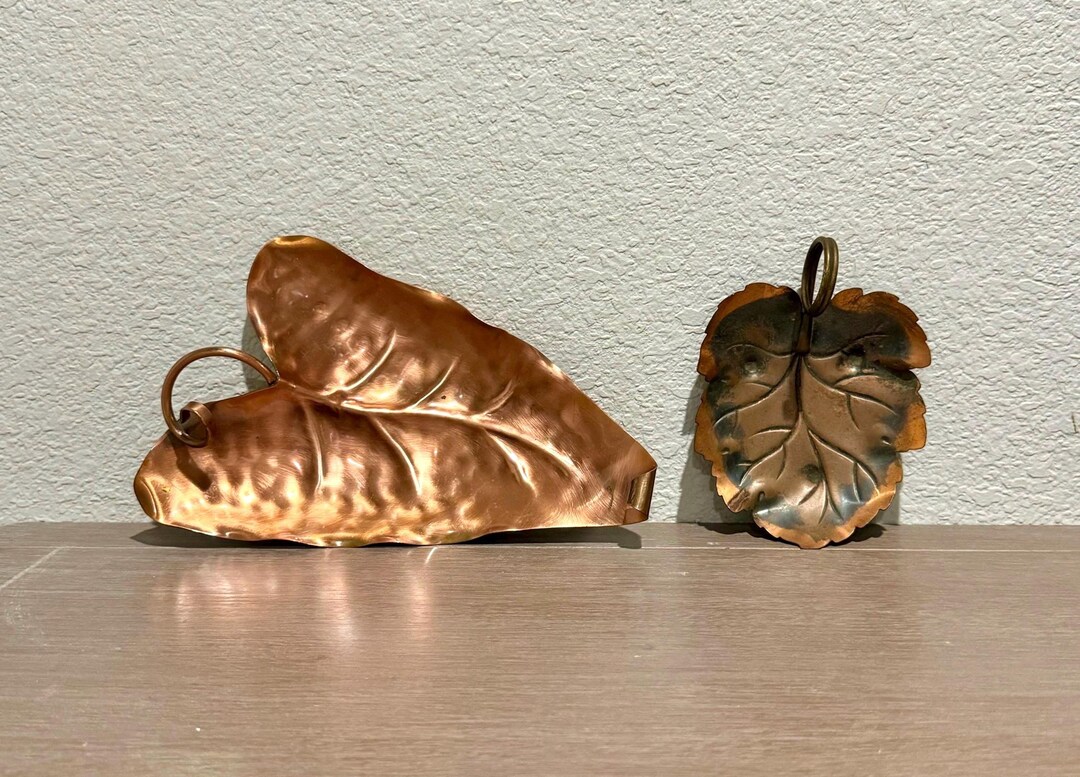 Vintage Gregorian Copper Leaf Decorative Tray Dish ~ Set of 2 - Etsy