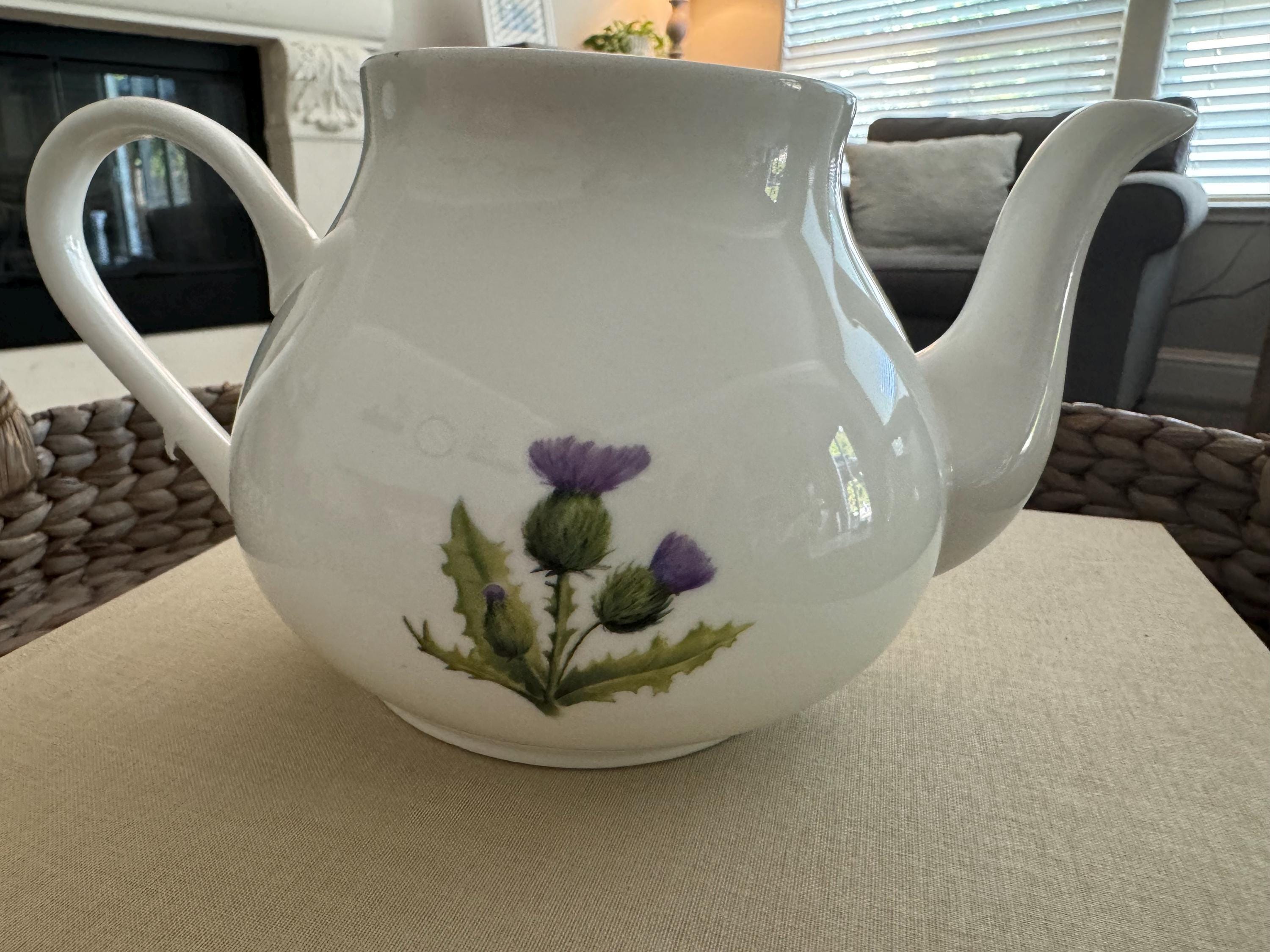 Vintage China Teapot Purple Thistle Pattern - Etsy