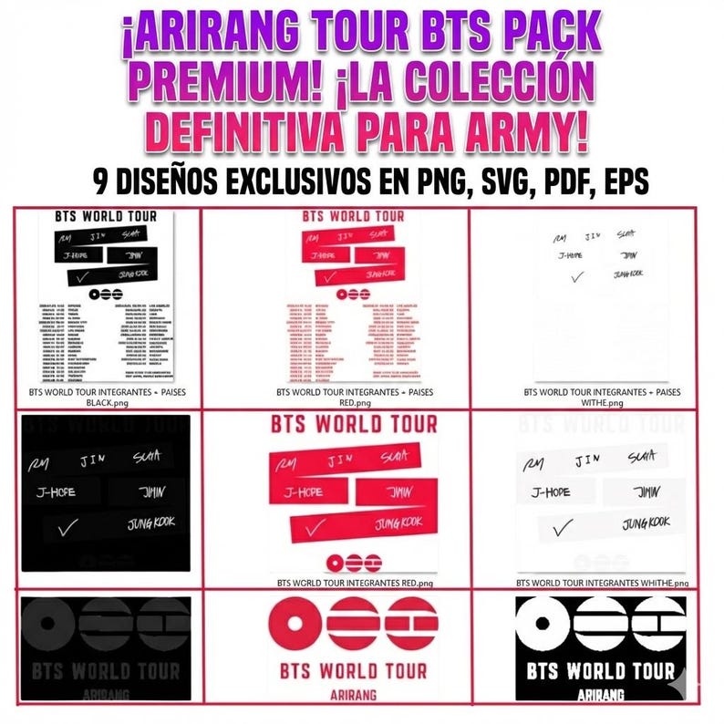 BTS Art 2026 World Tour : Kit professionnel de 9 logos premium. Formats ...