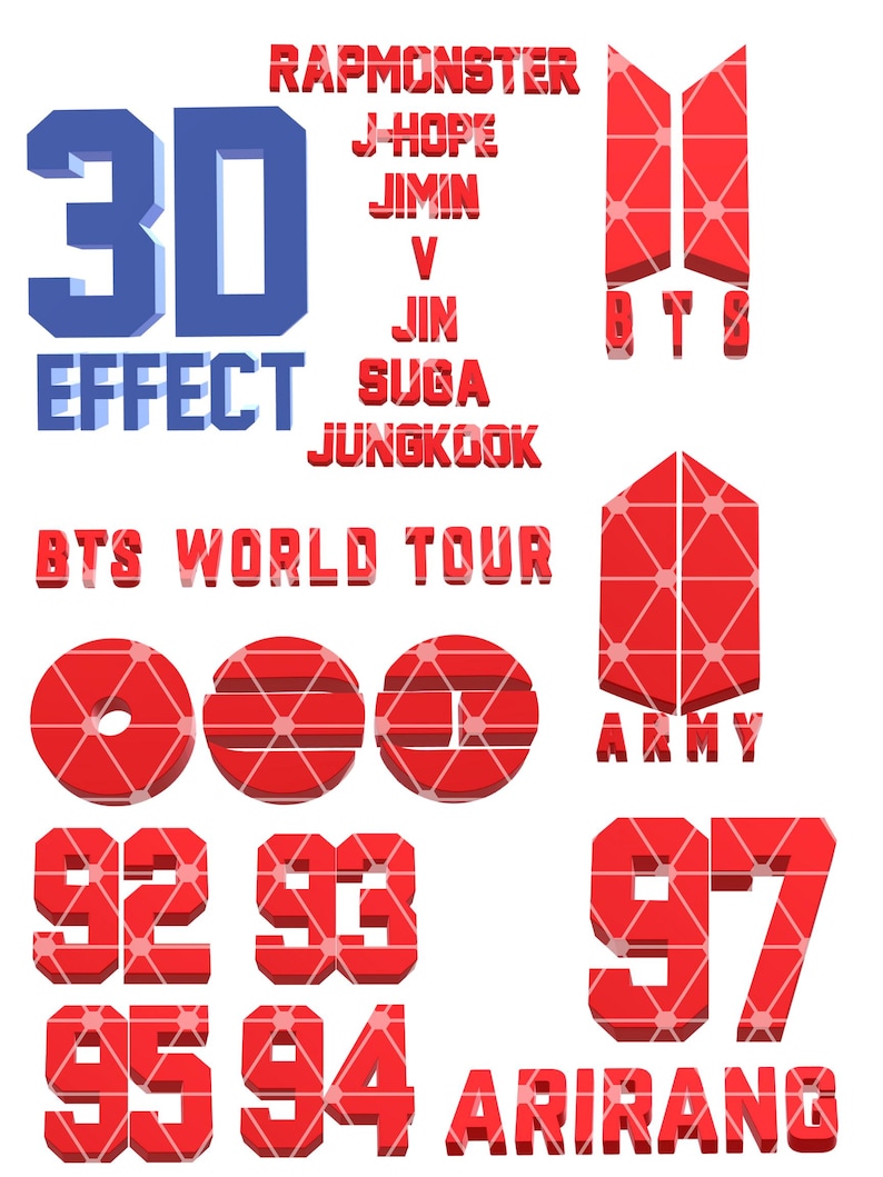 Digital PNG Design BTS World Tour 2026 20 Bundle Pack 3D Effect - Etsy