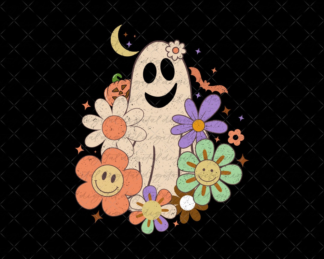 Smiley Daisy Ghost Png Floral Ghost Png Ghost With Flowers - Etsy
