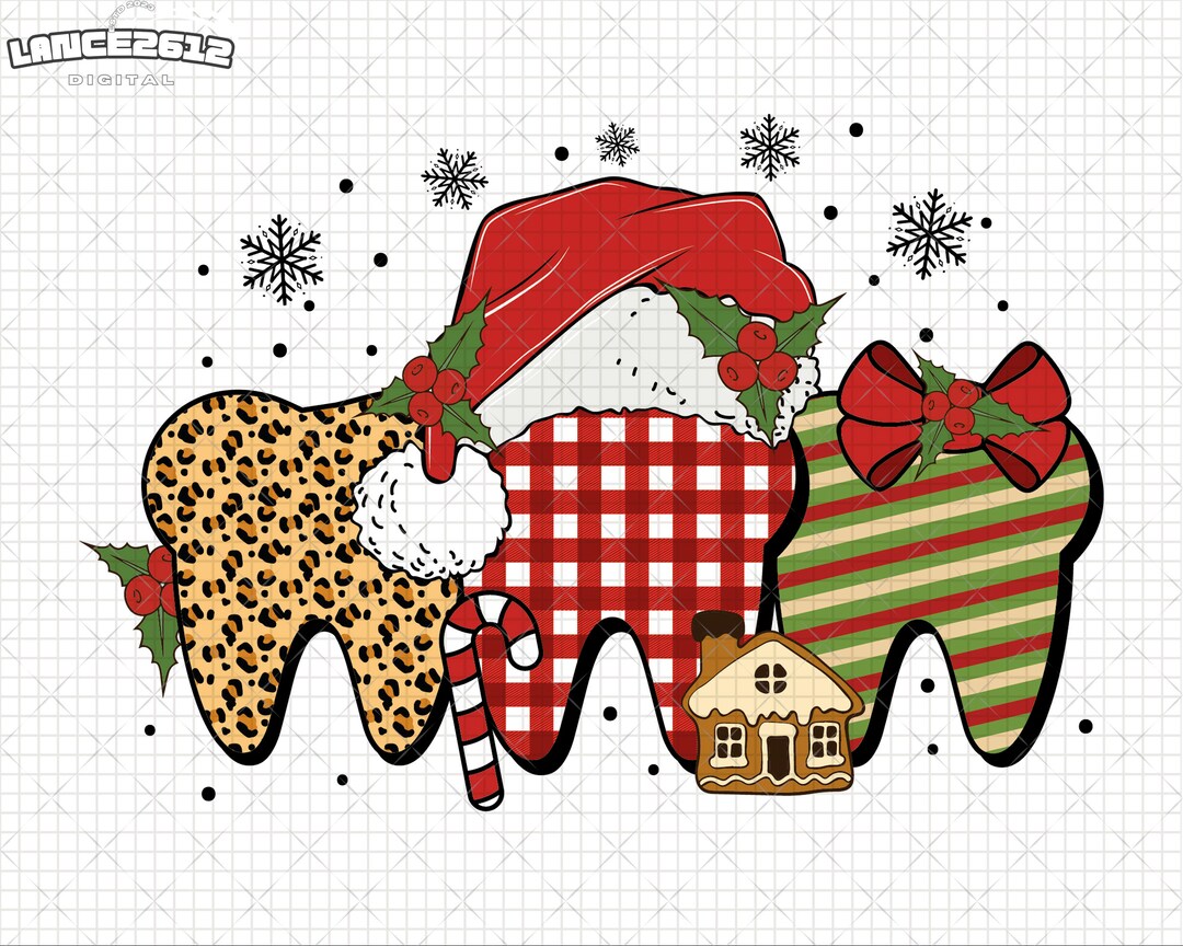 Retro Christmas Teeth Png Dentist Xmas Png Dentistree Tooth - Etsy