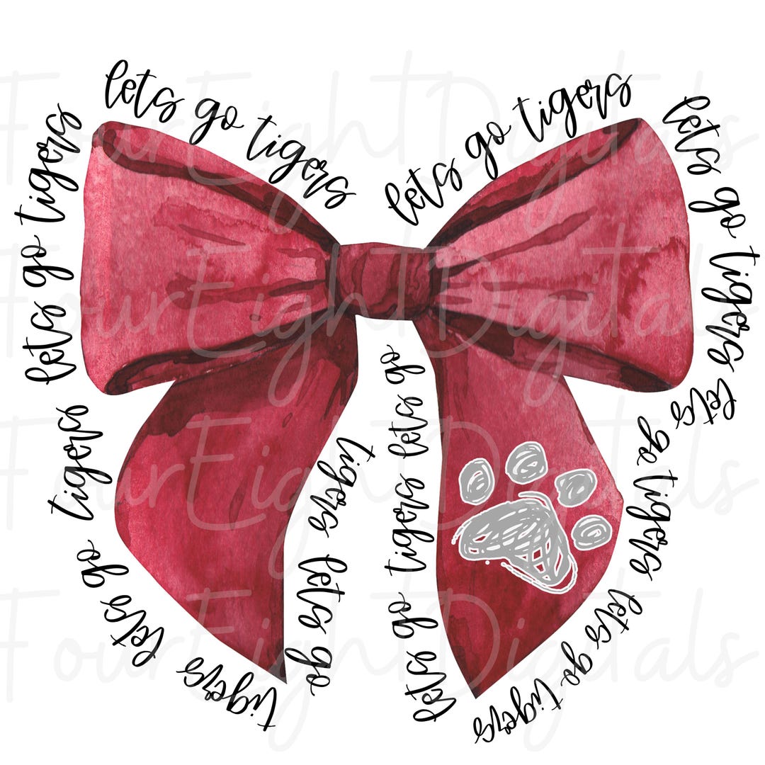 Tigers Mascot Png , Tigers Maroon Bow Png , Tigers Coquette PNG ...