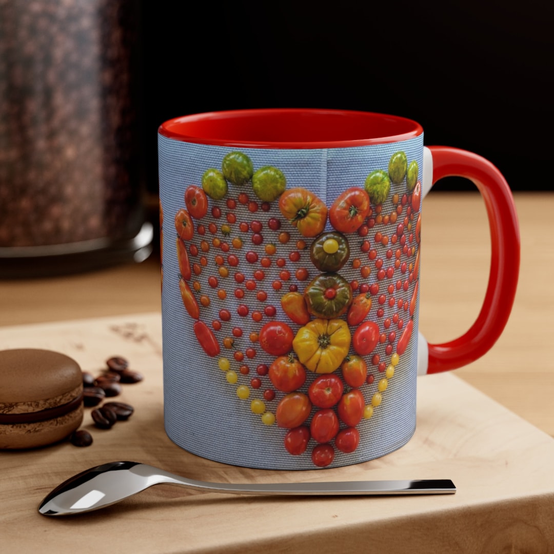 Tomato Heart Accent Coffee Mug, 11oz, Gift for Gardeners, Gardening ...