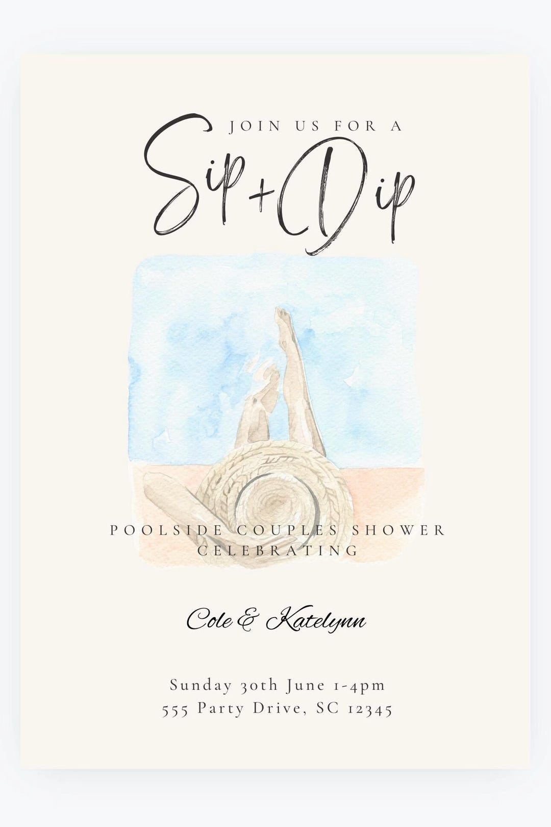 Sip and Dip Party, Pool Party, Bridal Shower, Couples Shower - Etsy