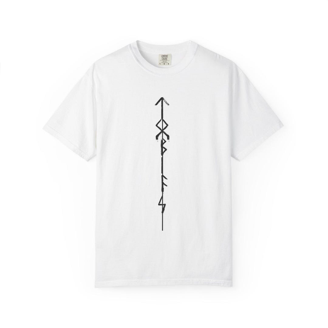 Minimal Nordic Rune Arrow T-shirt | Vertical Sigil Design - Etsy