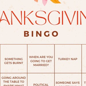 Custom Thanksgiving Bingo Card-single Card - Etsy