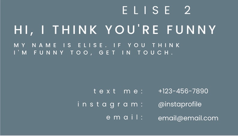 The Elise Flirt Card-100 Cards - Etsy