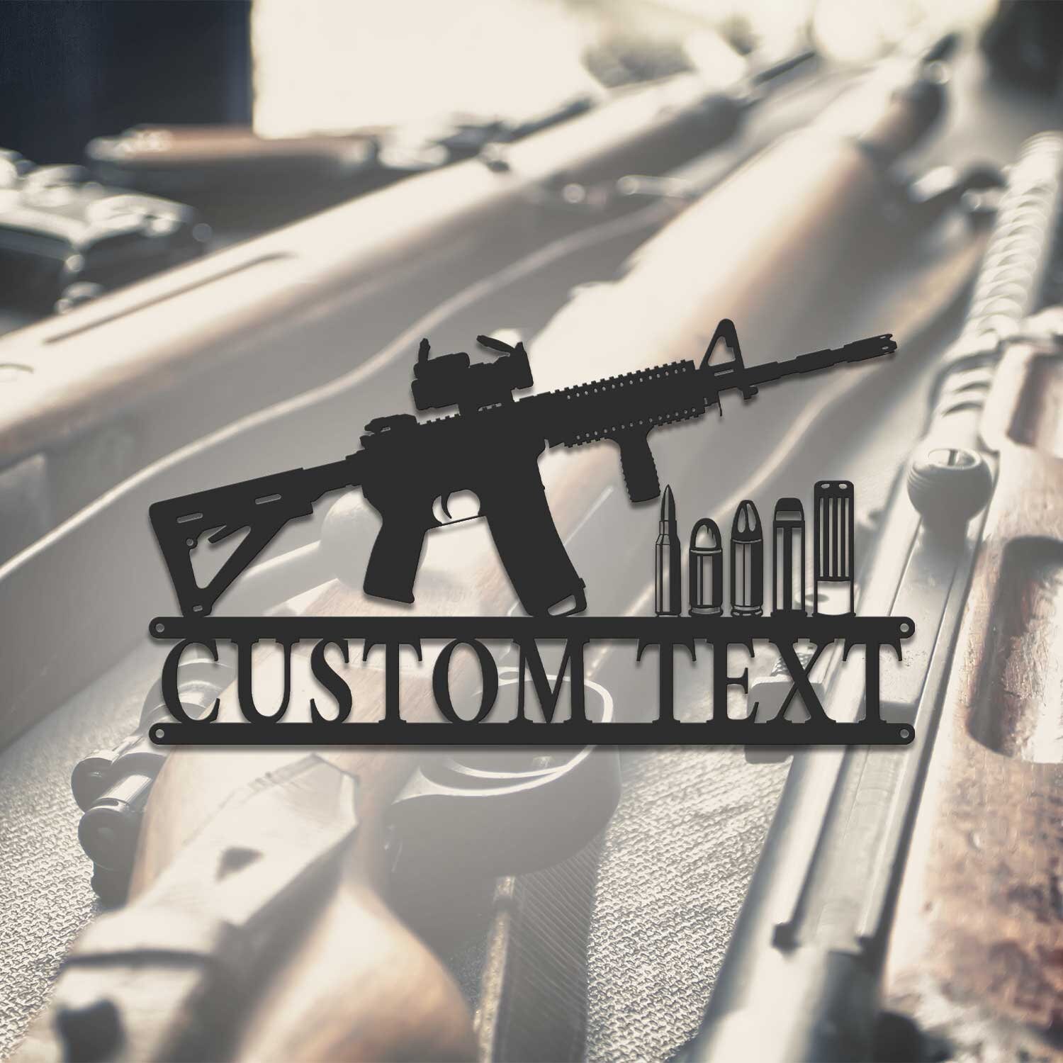 Personalized Gun Metal Sign LED, Armory Decor, Gun Gift Sign, Gun Owner ...