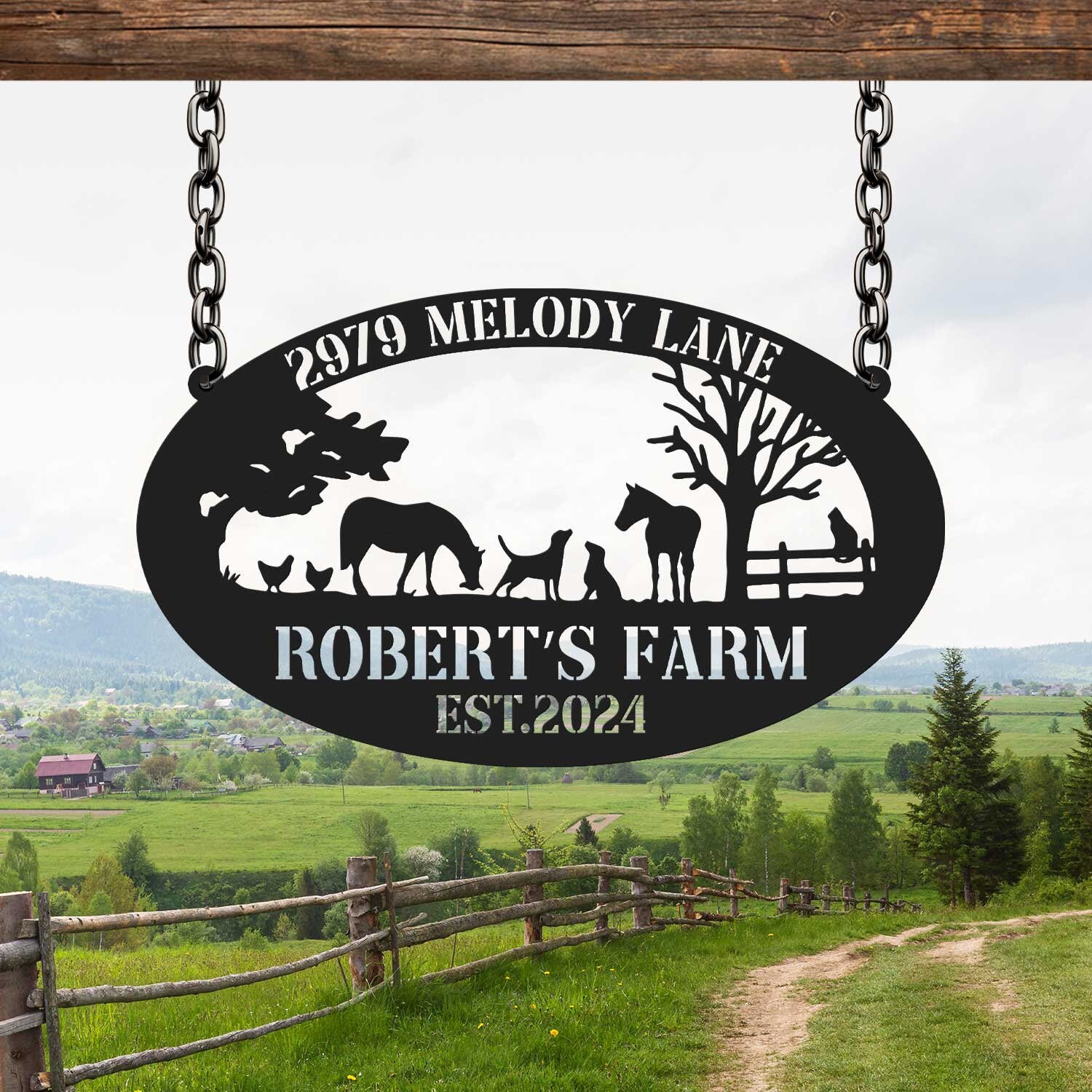 Custom Farmhouse Metal Sign, Farm Gift, Personalized Farm Metal Sign ...