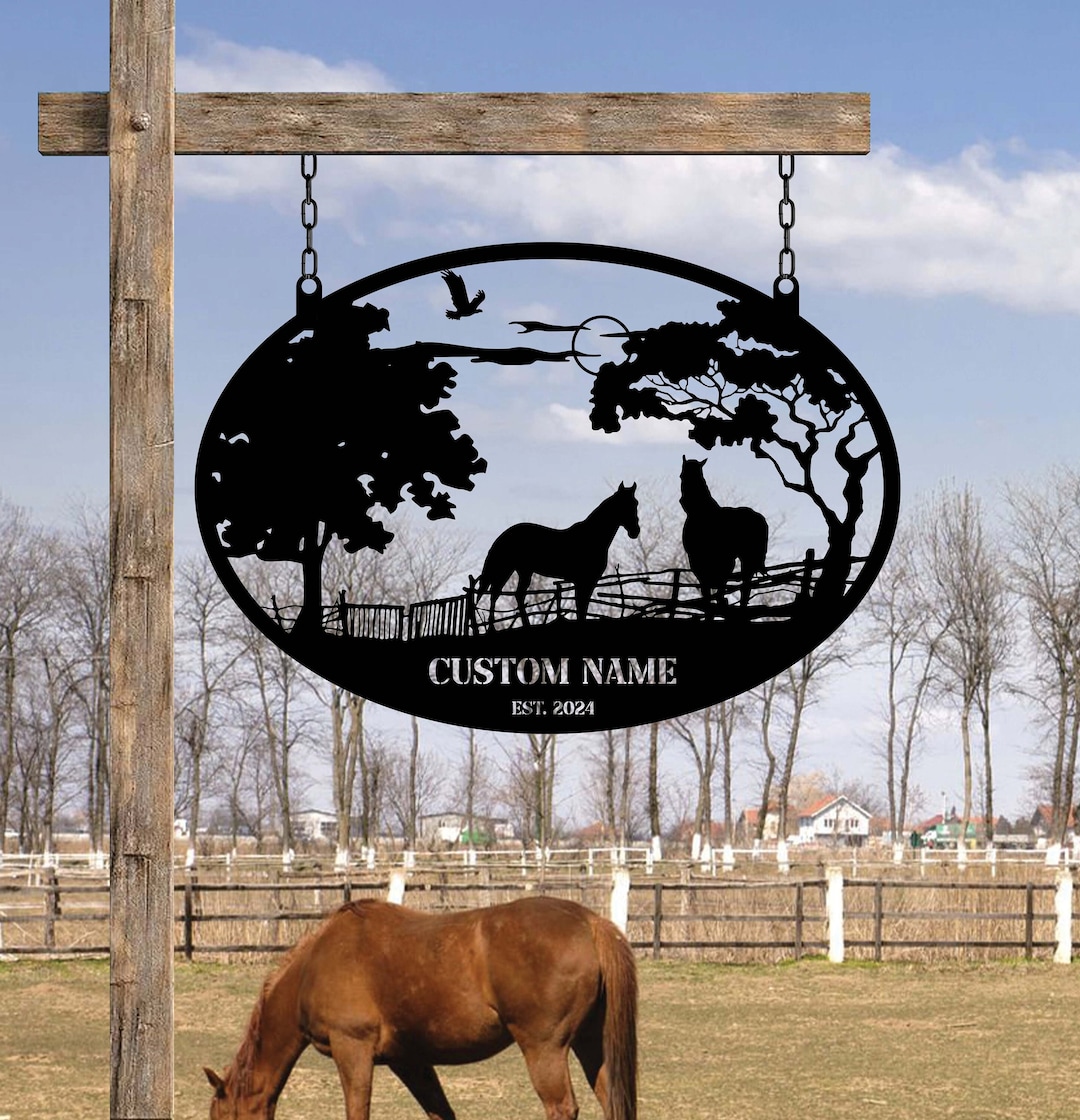 Horse Ranch Sign, Metal Farm Sign, Ranch Sign, Farm Sign, Personalized ...
