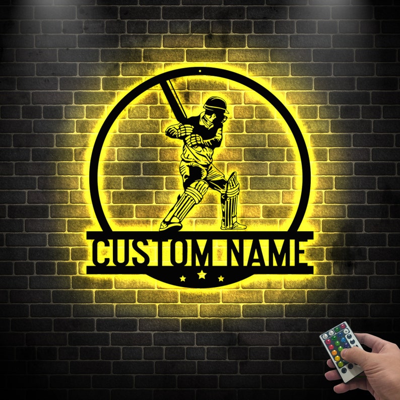 Cricket Metalsign With Led Light, Cricket Player Name Sign, Cricket ...