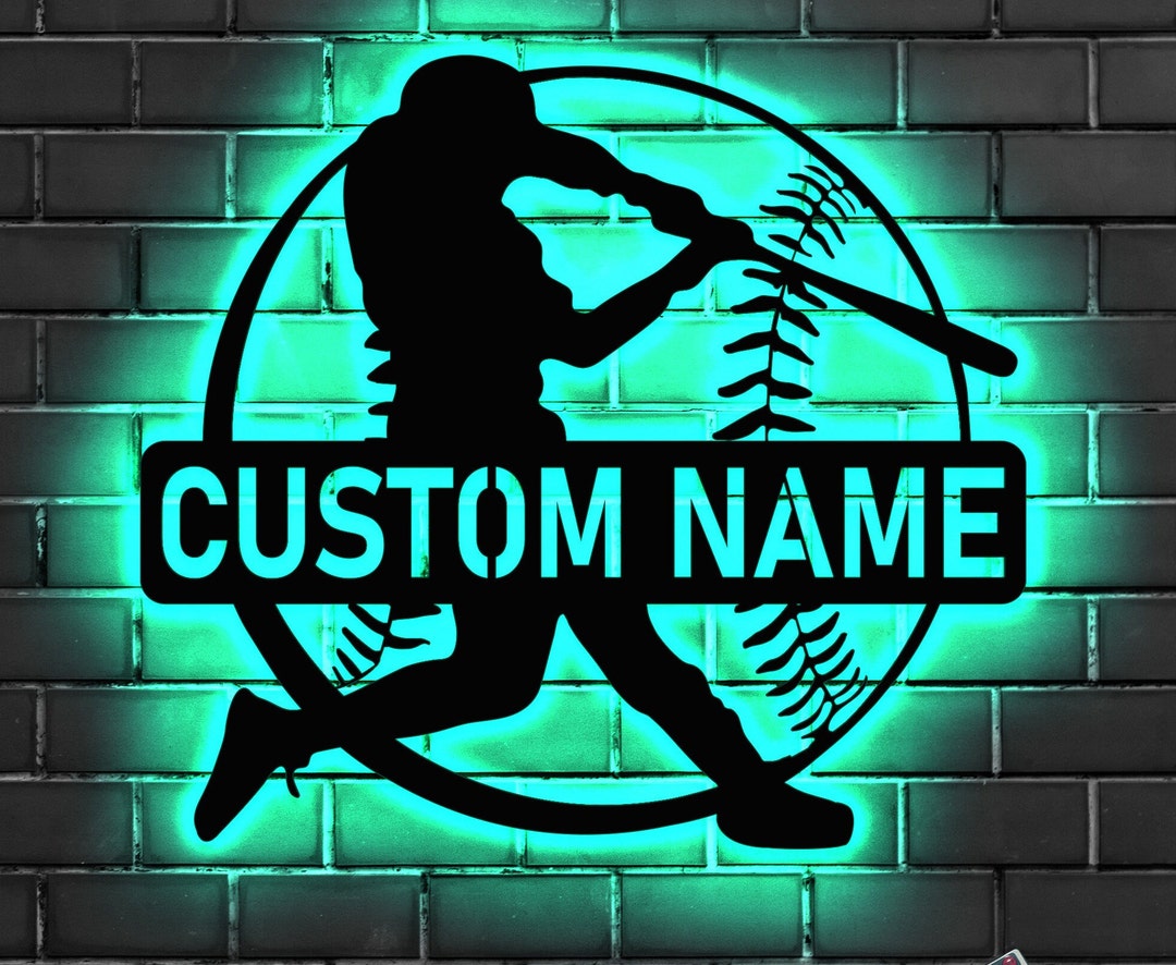 Custom Baseball Sign, Baseball Player Gift, Baseball Metal Wall With ...