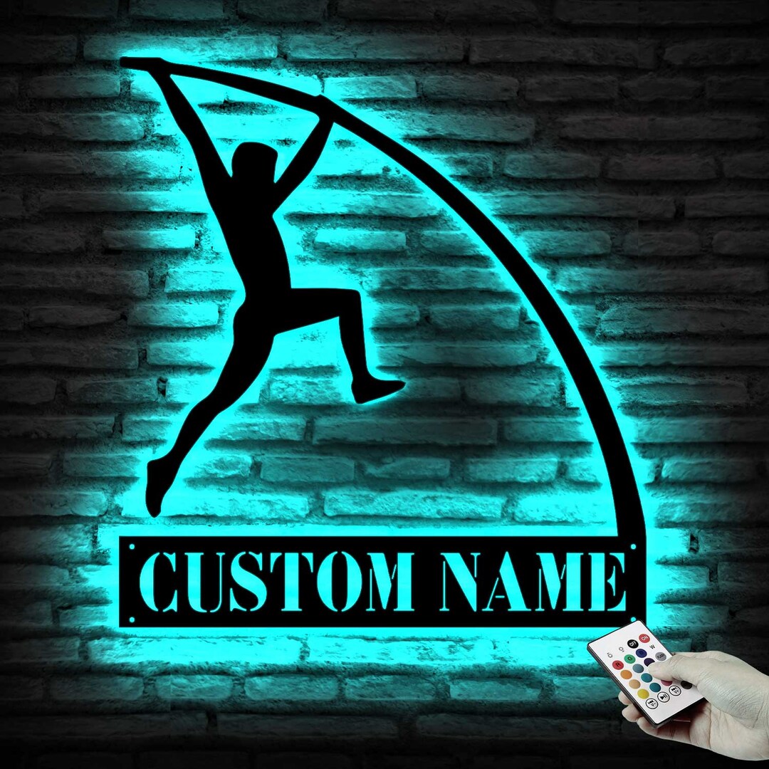 Personalized Pole Vaulter Metal Sign With LED Light, Pole Vaulter Gift ...