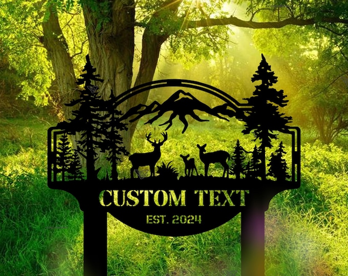 Personalized Custom Metal Deer Sign Outdoor Decor Deer Forest Custom ...