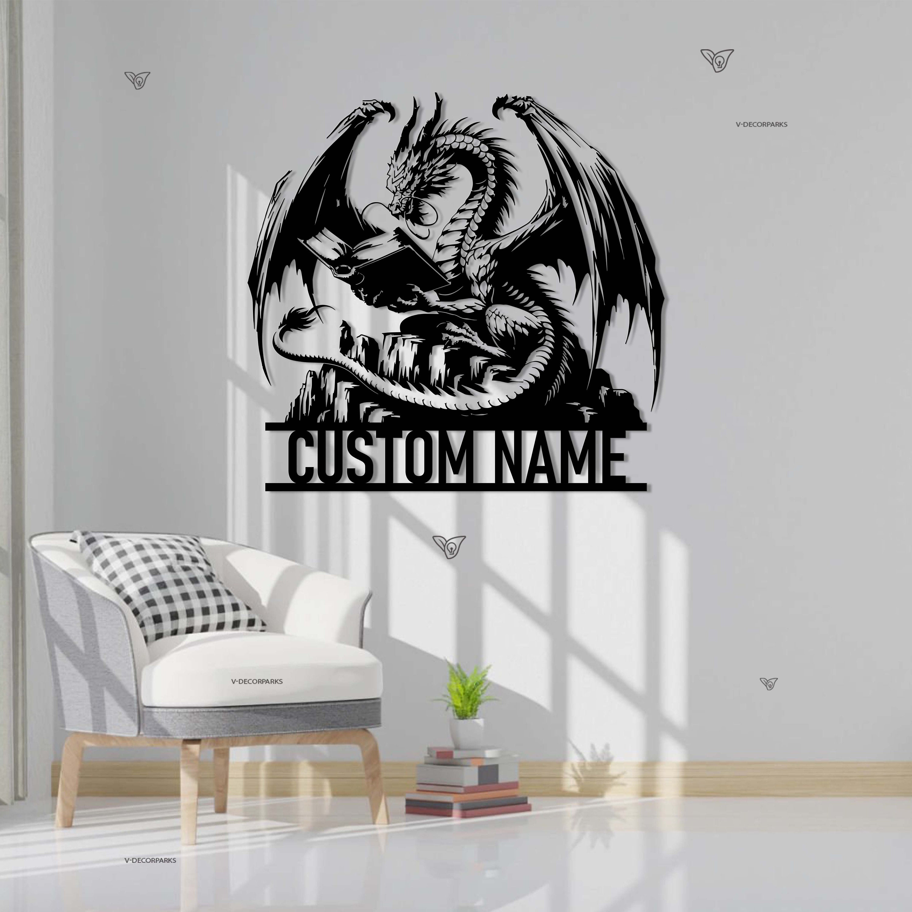 Personalized Dragon Metal Wall Art With LED Lights, Custom Dragon Metal ...