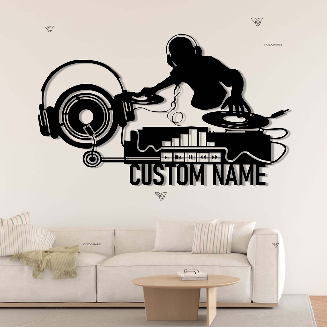 Custom Deejay Headphones Name Sign Wall Art With Led Lights ...