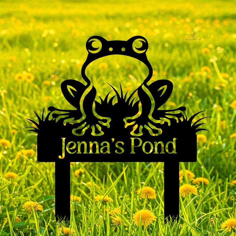 Personalized Frog Garden Sign, Custom Metal Pond Decor, Outdoor Frog ...