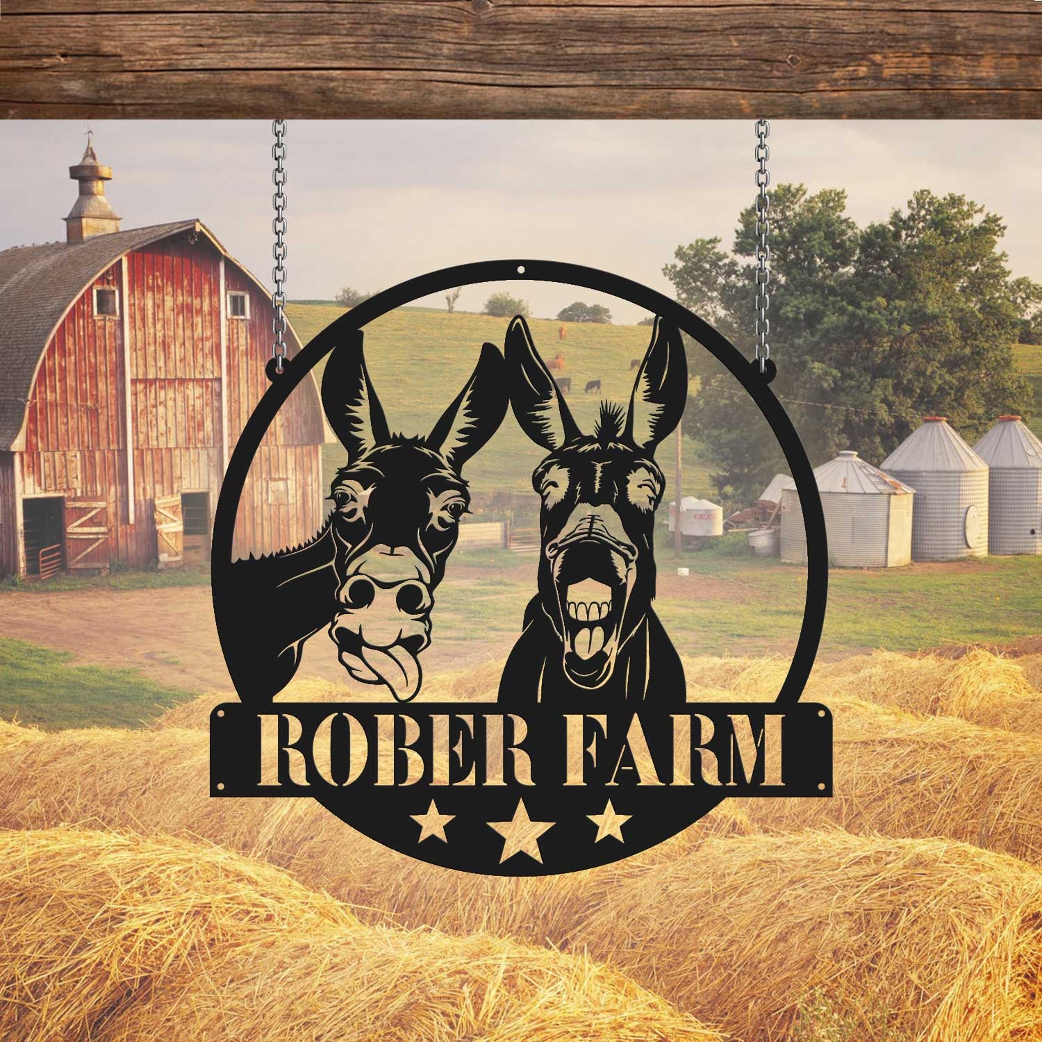 Personalized Donkey Metal Sign Custom Donkey Farm Metal Sign Donkeys ...