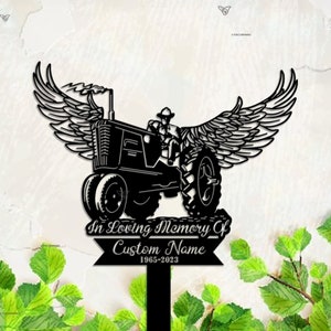 Personalized Farmer on Tractor Memorial Stake, Tractor Memorial, Farmer ...
