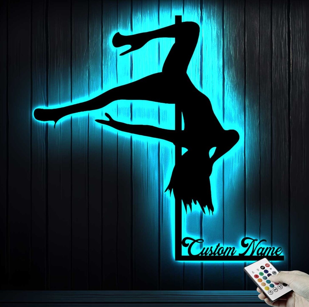 Custom Pole Dance Wall Art With LED Lights, Pole Dance Decor, Pole ...