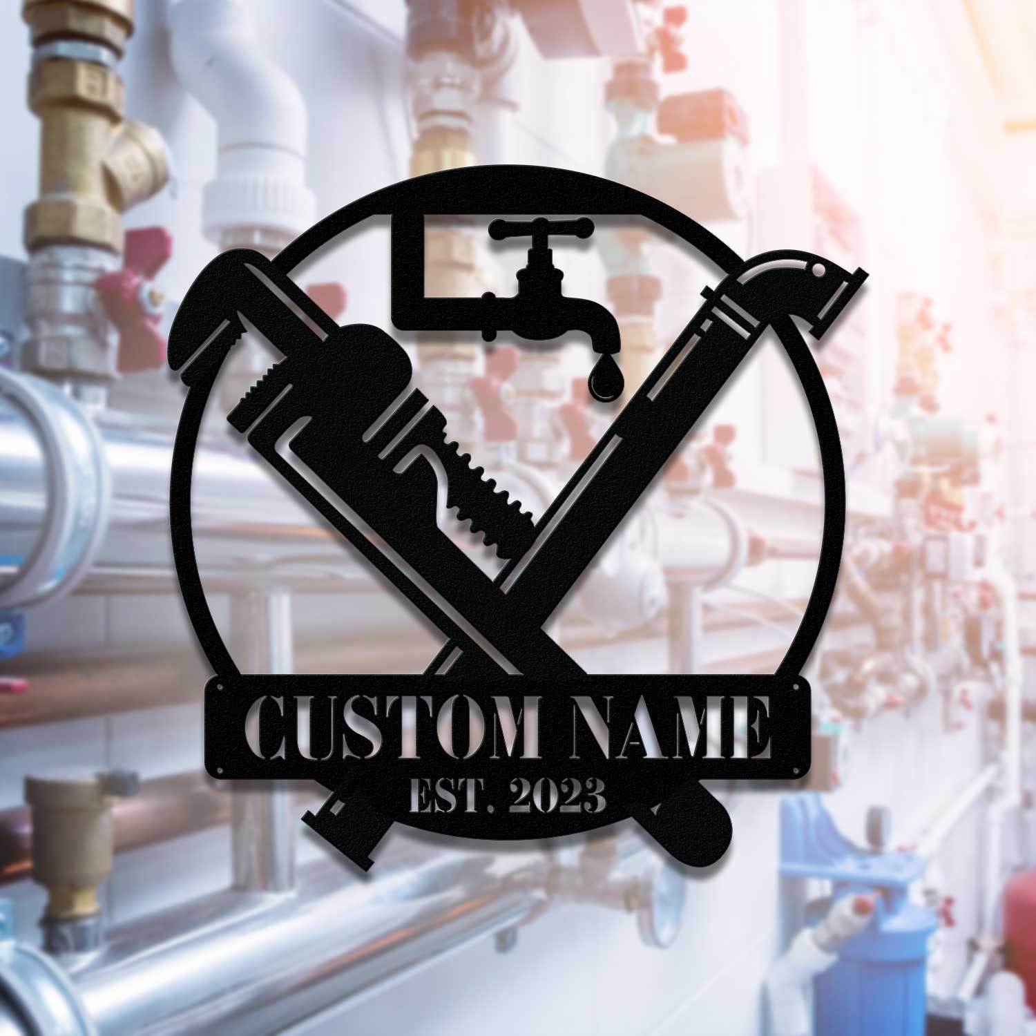 Custom Plumbing Metal Wall Art LED Light, Personalized Plumber Name ...