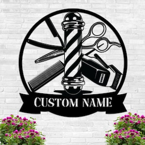 Custom Barber Metal Sign With LED Lights, Barber Shop Art, Barber ...