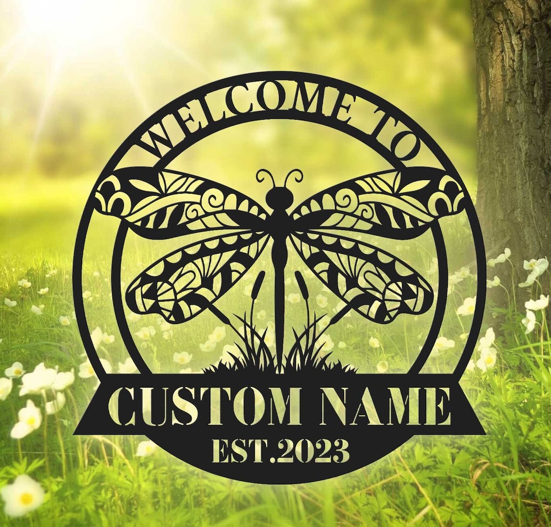 Personalized Dragonfly Wall Art, Welcome Dragonfly, Dragonfly Garden ...