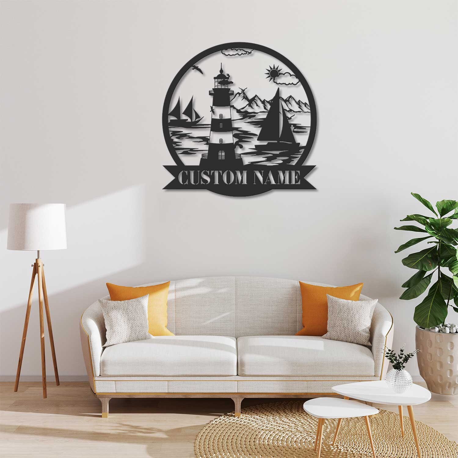 Personalized Lighthouse Sign Name, Lighthouse Metal Sign, Indoor Decor ...