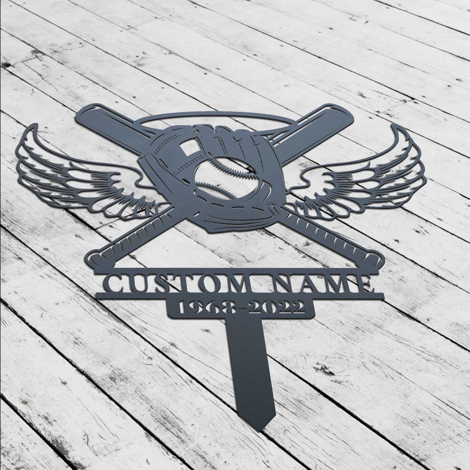 Custom Baseball With Wings Memorial Stake, Grave Marker, Remembrance ...