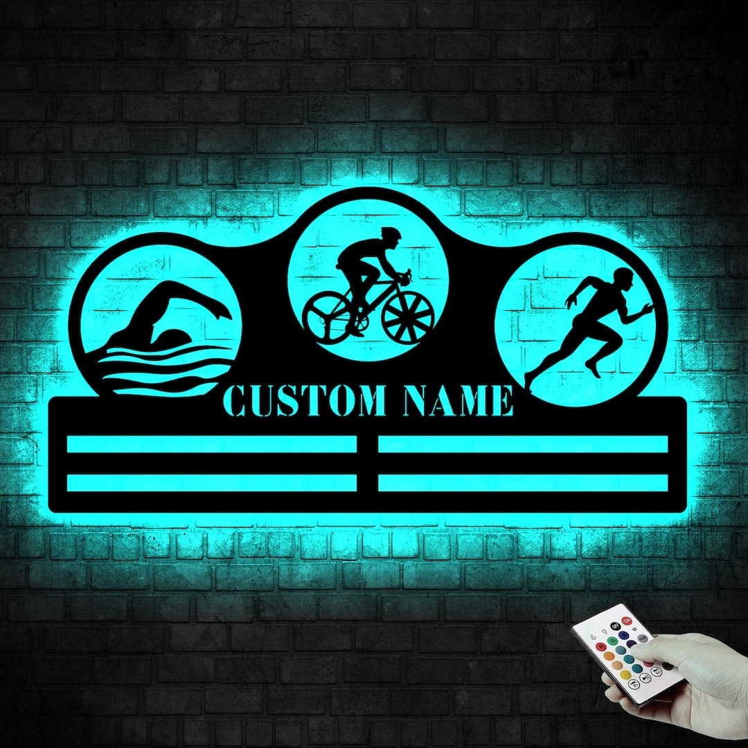 Custom Triathlon Award Medal Holder, Personalized Sports Player Name ...
