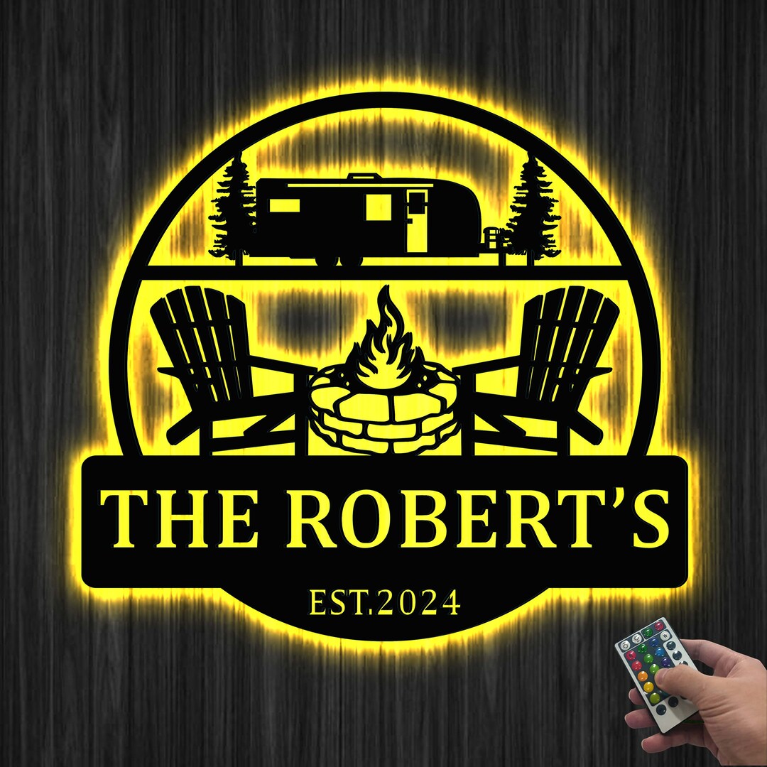 Campers RV Yard Sign LED, Camping Sign, Camper Decor, RV Decor, Family ...