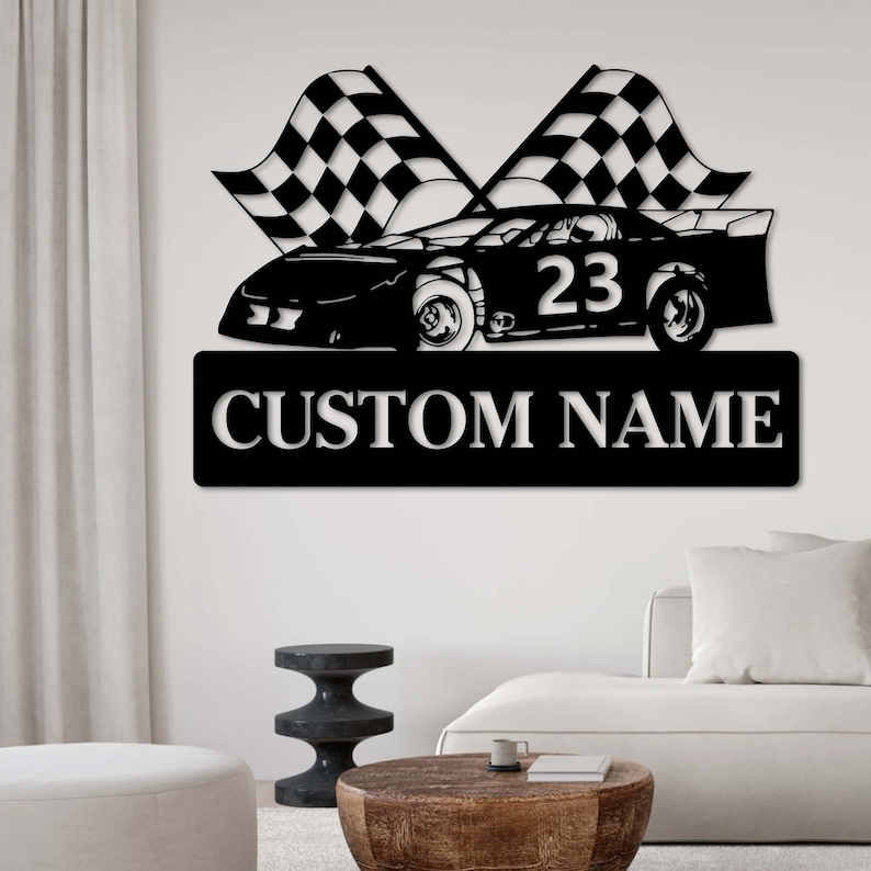 Race Car Custom Name Metal Sign, Dirt Track Racing Sign, Sports Sign ...