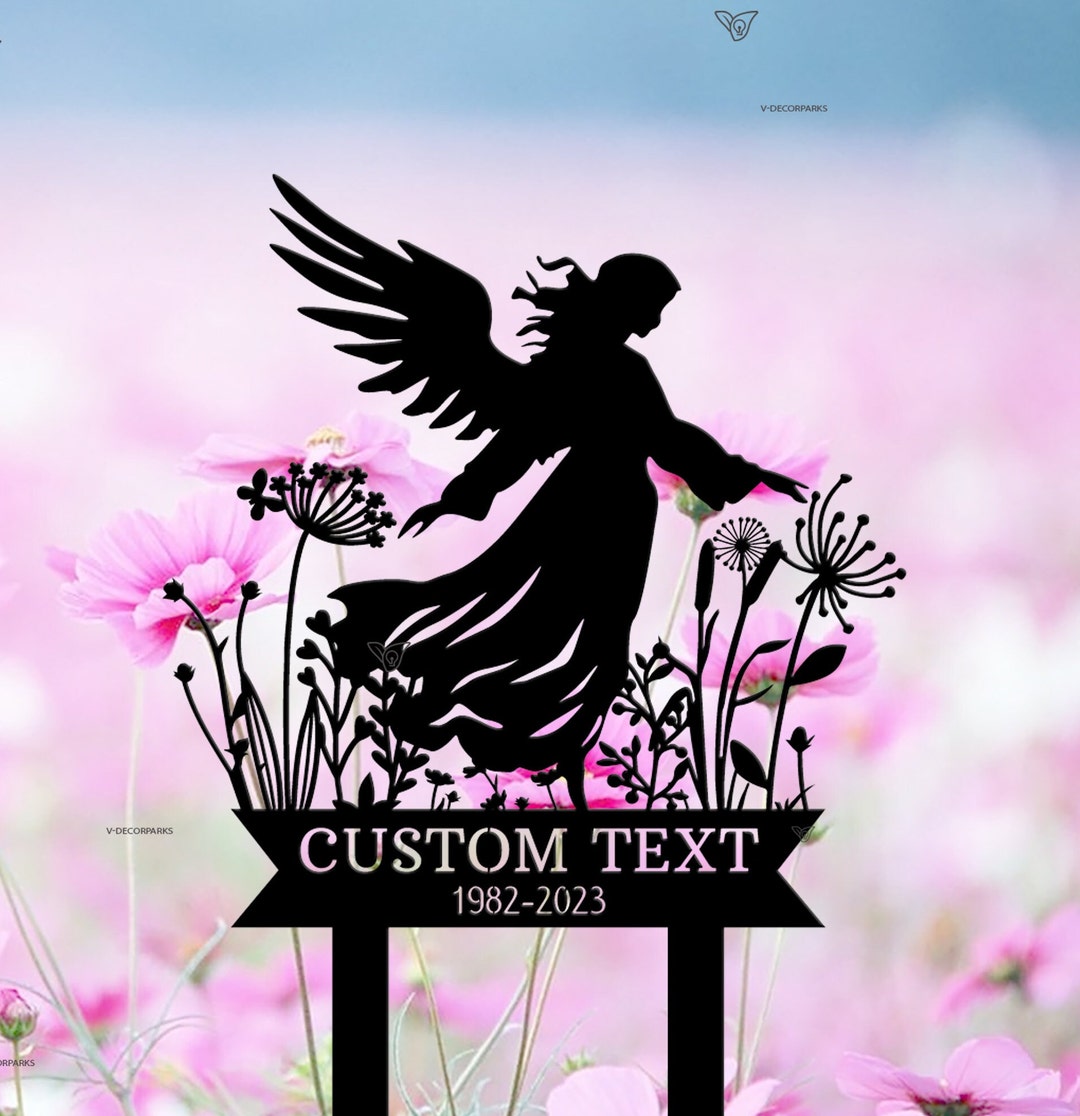 Personalized Angel Memorial Stake, Angel Grave Marker, Angel Memorial ...