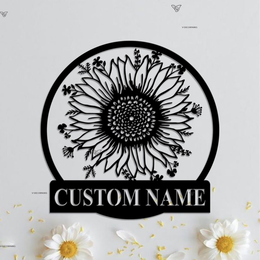 Sunflower Decor Metal Sign Personalized, Sunflower Sign, Sunflower ...
