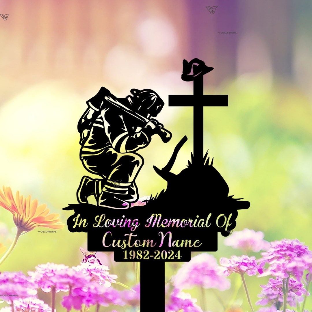 Custom Fireman Memorial Metal Stake, Firefighter Memorial Plaque With ...