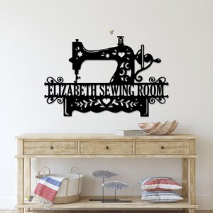 Custom Sewing Machine Metal Wall Art LED Light Personalized Tailor Shop ...