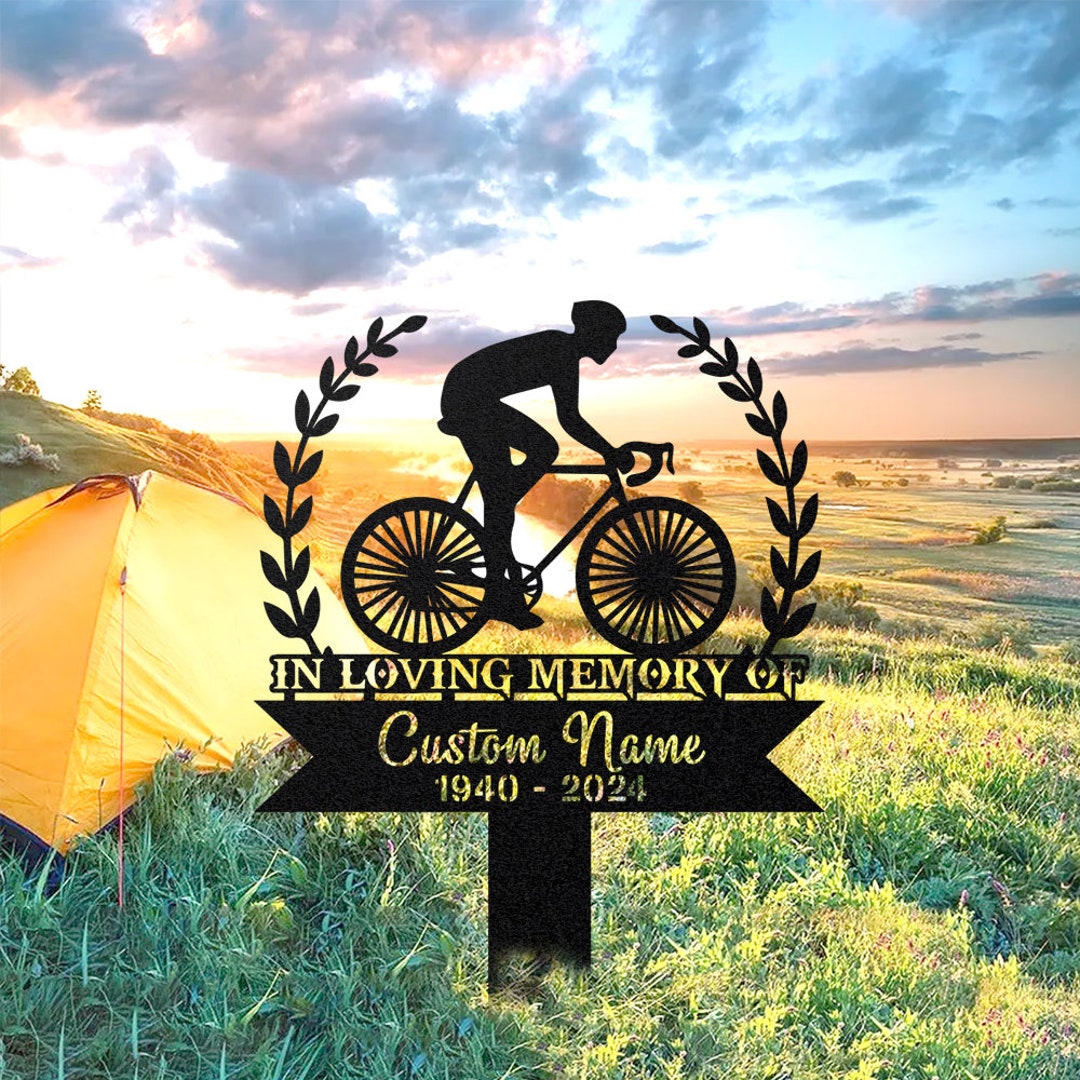 Personalized Cyclist Bike Rider Memorial Stake, Biker Metal Stake ...